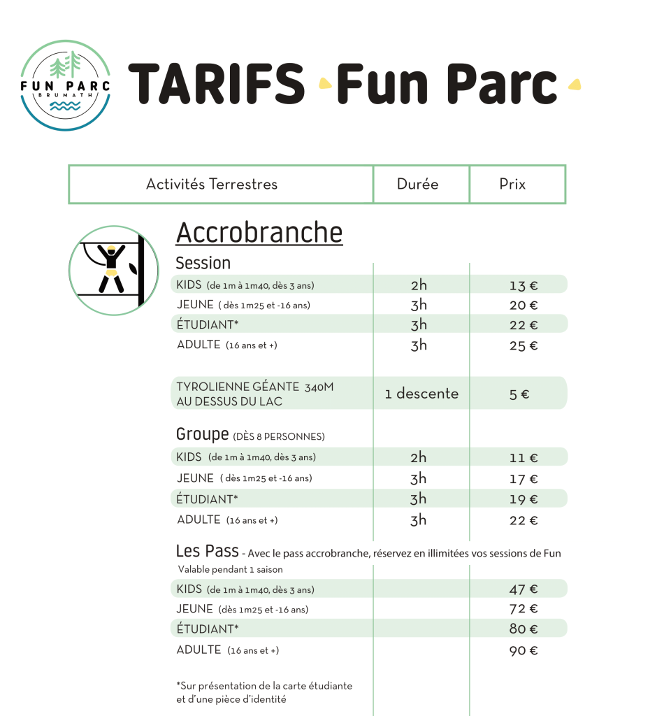 Tarifs • Fun Parc Brumath